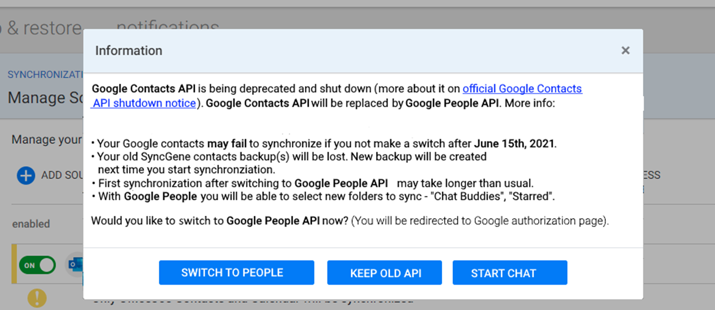 SyncGene: Migration to Google People